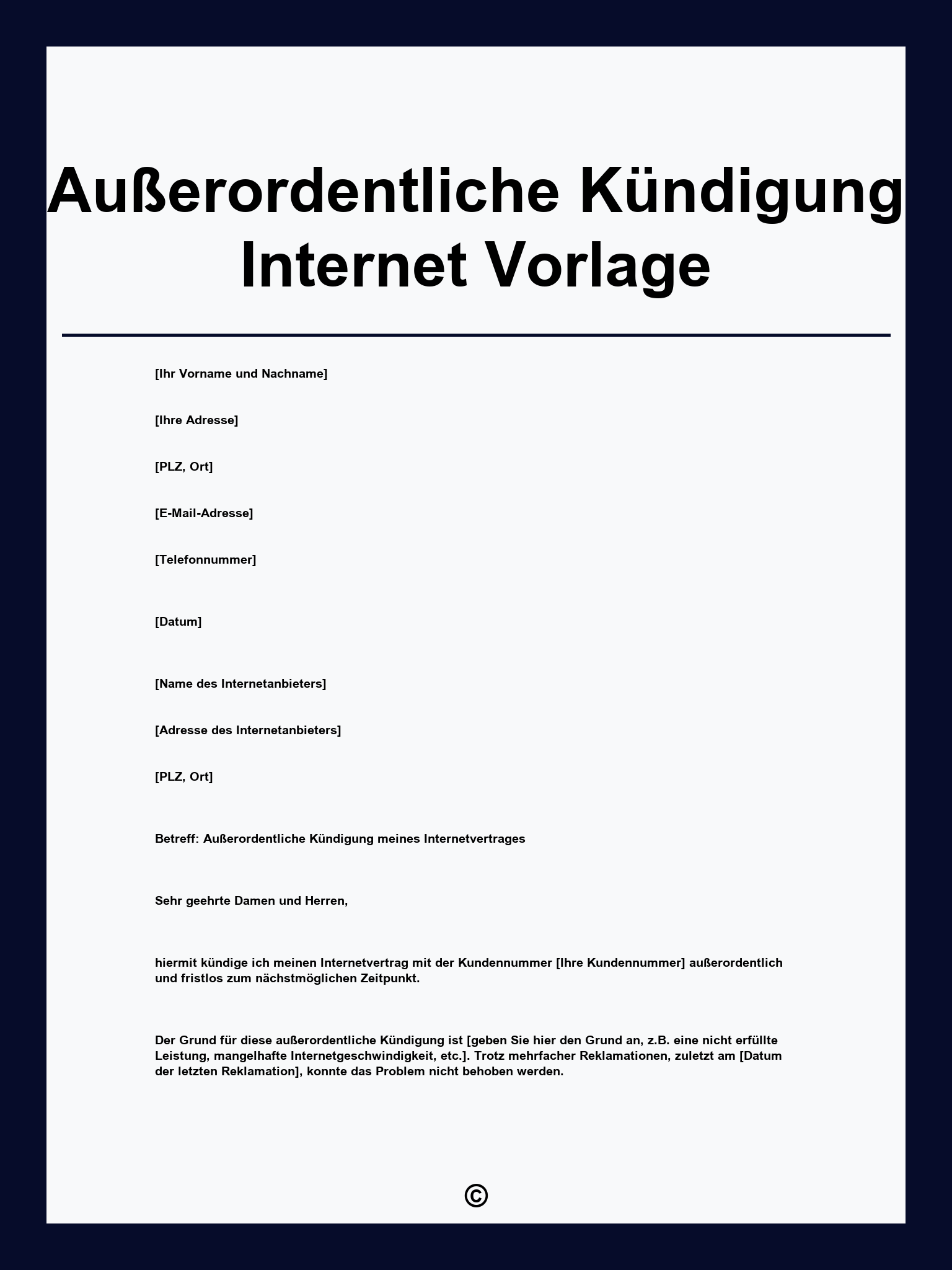 Vorlage Ausserordentliche Kndigung