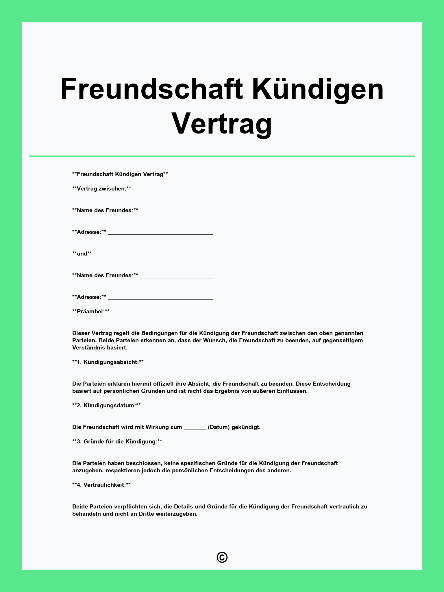 Freundschaft Kündigen Vertrag