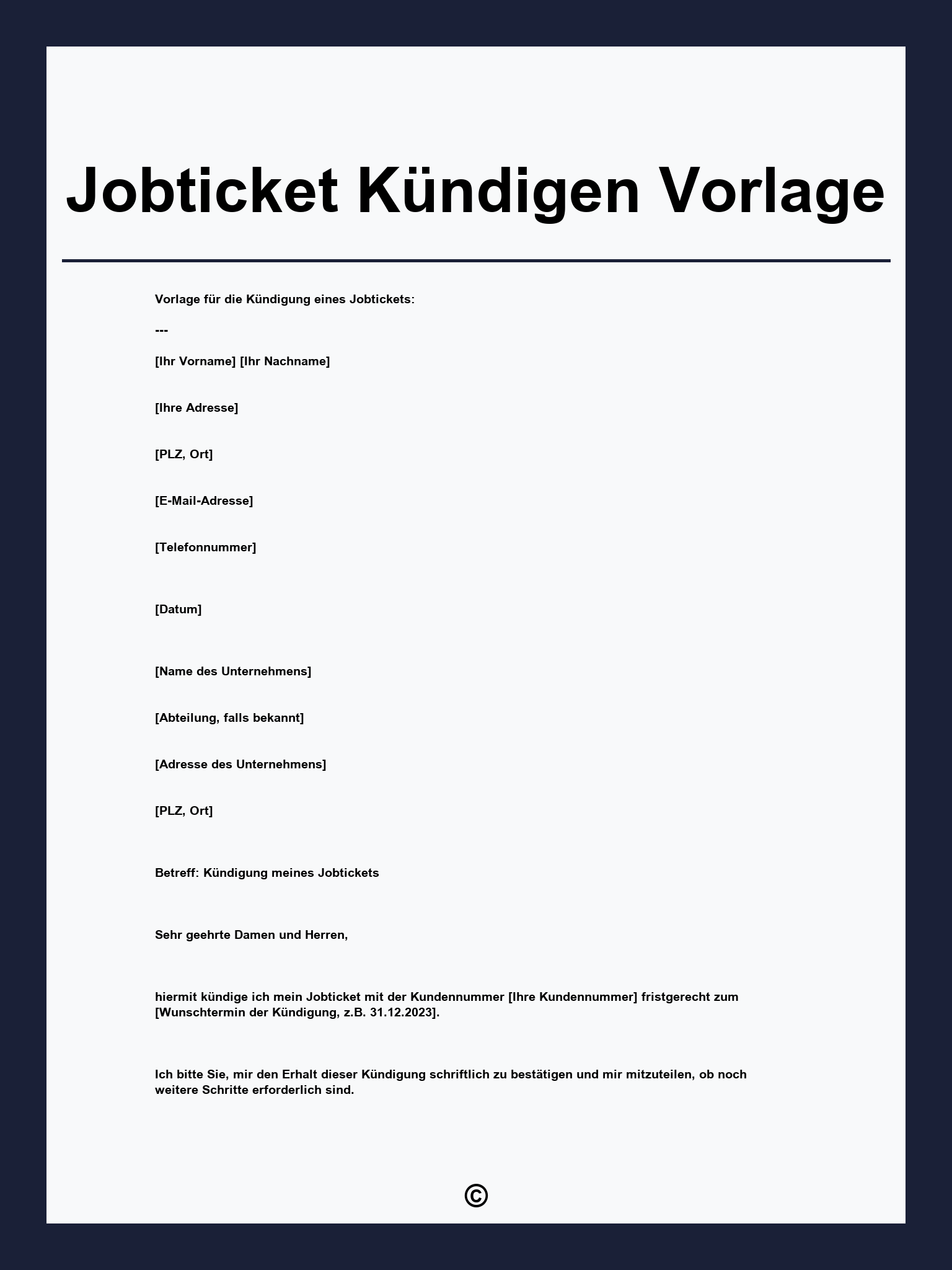 Jobticket Kündigen Vorlage