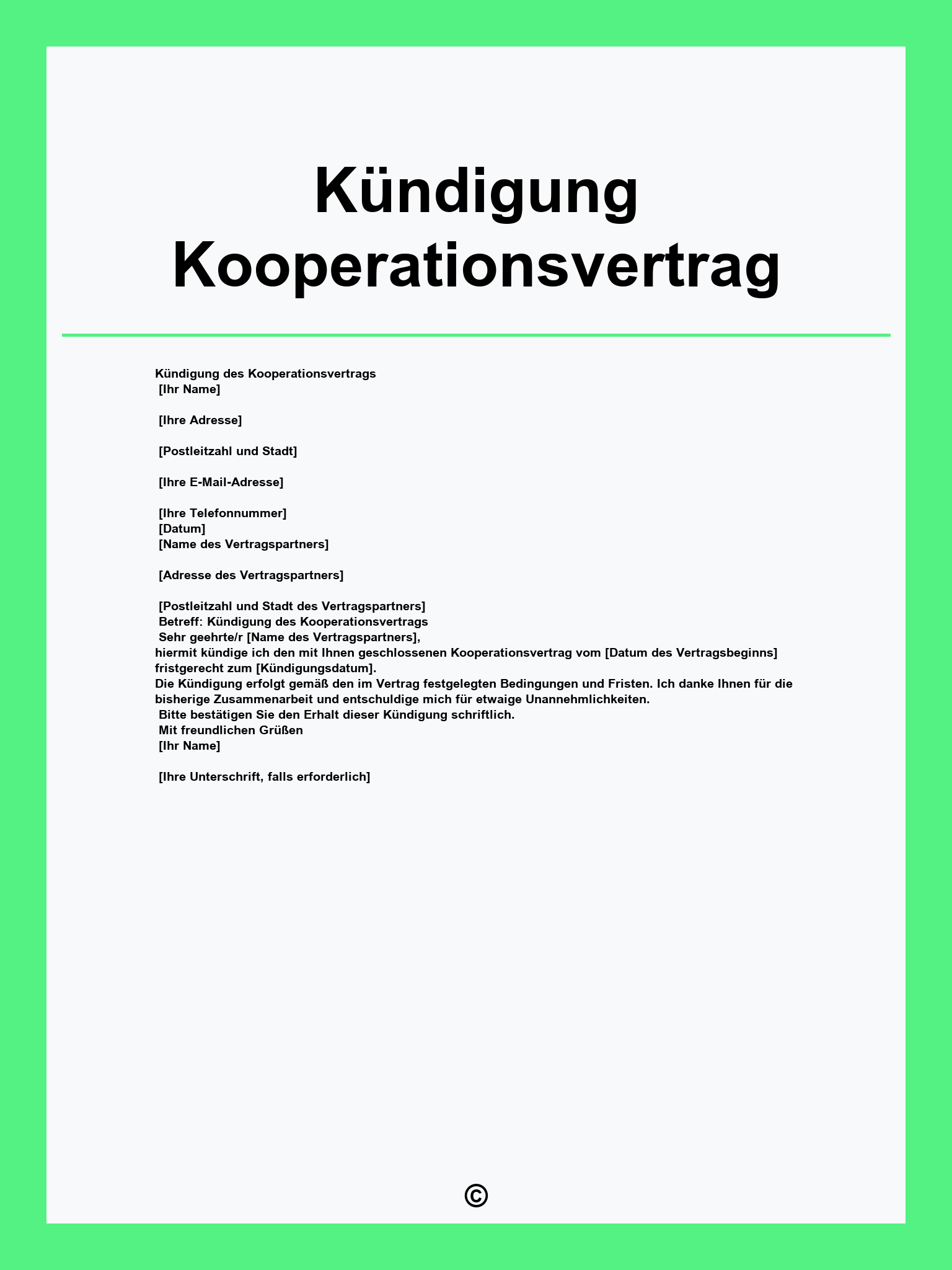 Kündigung Kooperationsvertrag