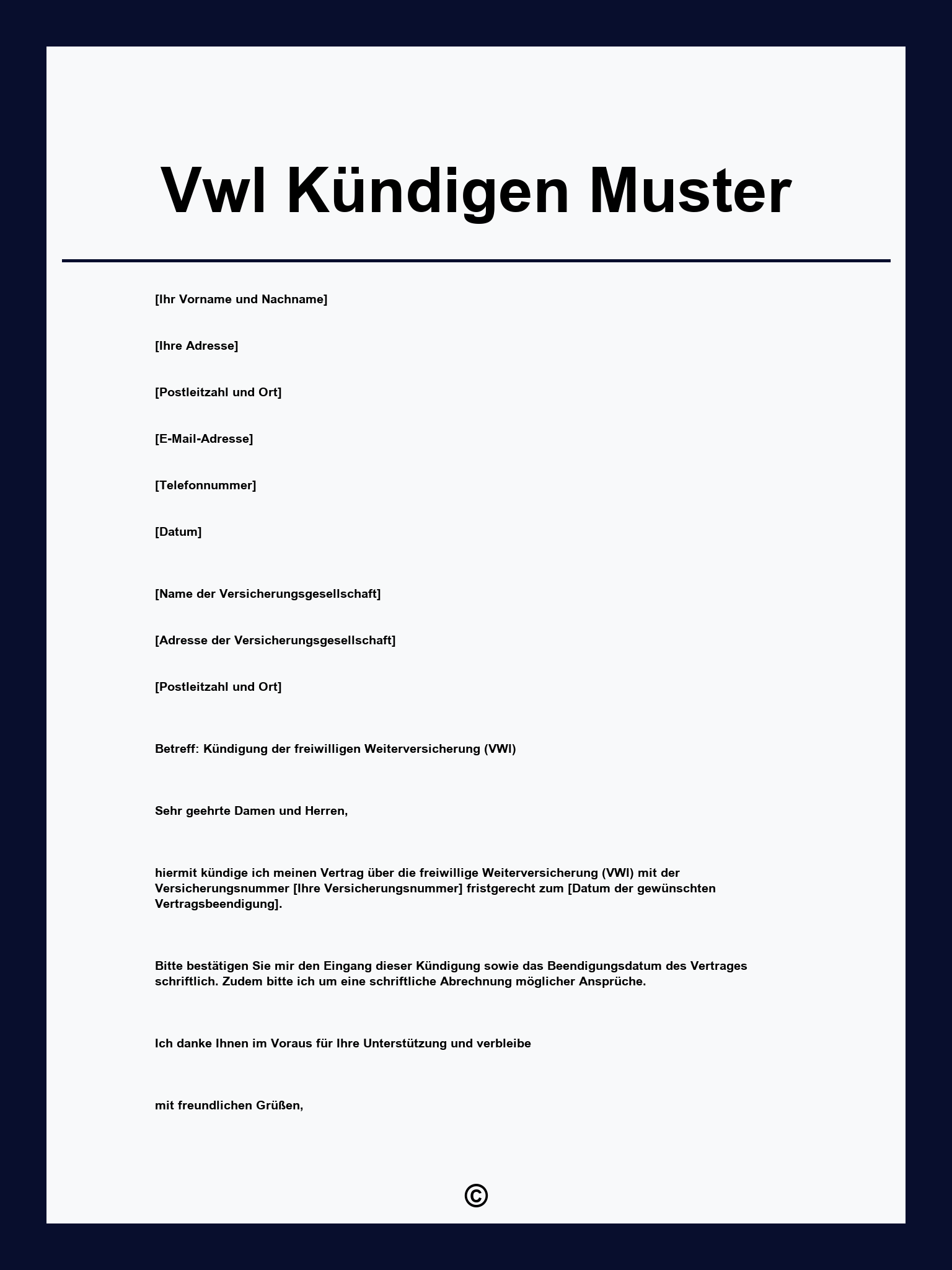 Vwl Kündigen Muster